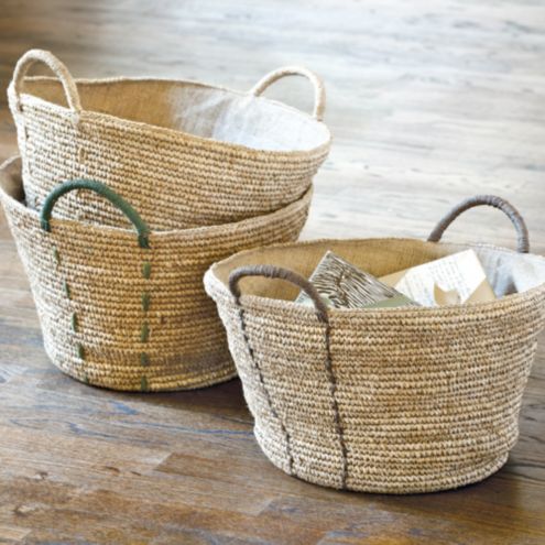 Burlap Lined Basket | Ballard Designs