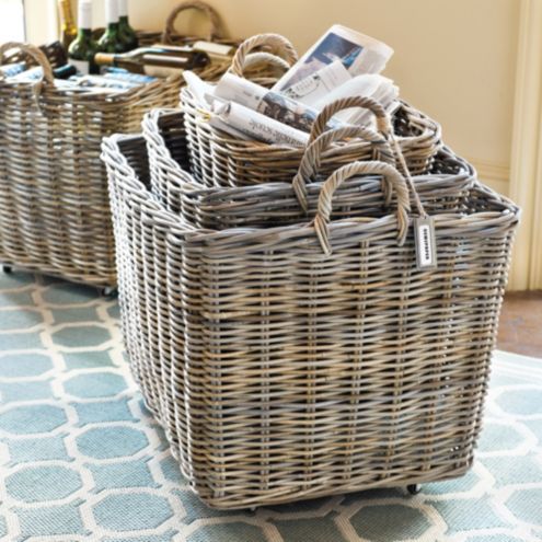 Set of 3 Wheeled Baskets | Ballard Designs