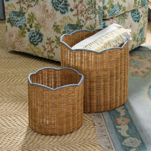 Lulu Woven Scalloped Baskets - Set of 2 | Ballard Designs