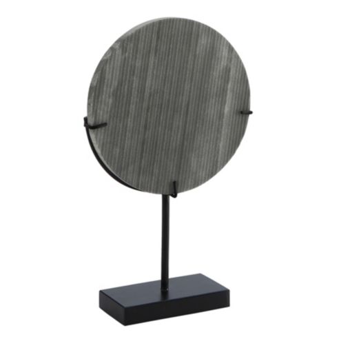 Stone Disc Table Decor Object Sculpture on Stand