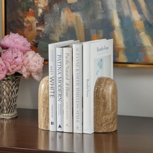 Onyx Bookends Set of 2 | Hand-Cut Natural Stone & Polished Decor