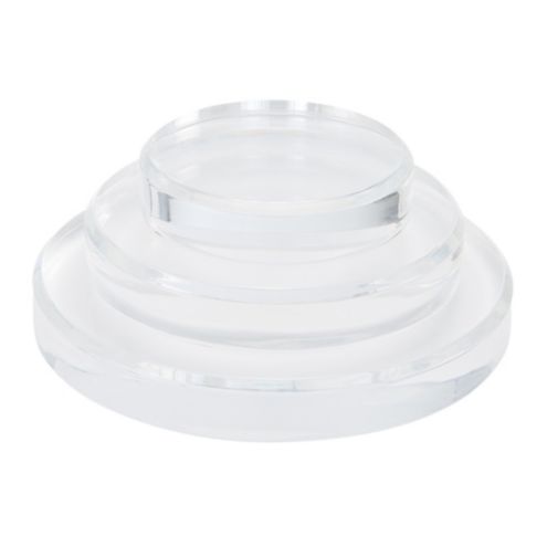Acrylic Round Display Risers for Tabletop & Shelf Decor with Beveled Edge
