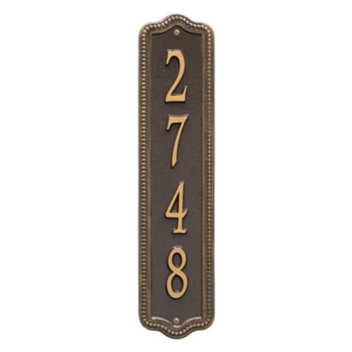 Beaded Vertical Elegant Metal Wall Address Plaque House Number Sign