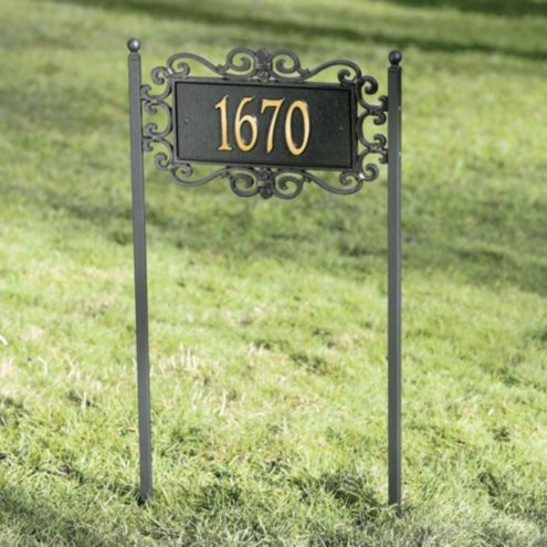 Scrolled Estate Lawn Address Signs -One Line