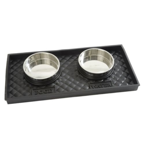 Quilted Rubber Pet Food Tray with Bowl