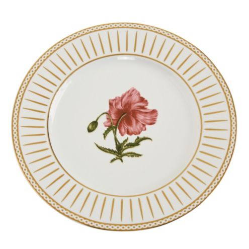 BW Rosalie Dinner Plate Set with Pink Poppy Design & Gold Trim