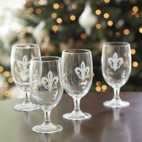 Set of 4 Etched Fleur De Lis Water Goblets | Ballard Designs