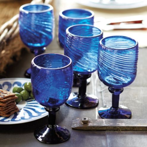Bunny Williams Cobalt Goblets - Set of 4 | Ballard Designs