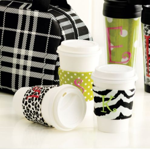 Wrap-a-Latte with Initial Monogram | White Black Zebra Print | Coffee ...
