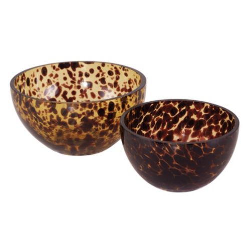 Tortoise Shell Decorative Serving Bowls Set of 2