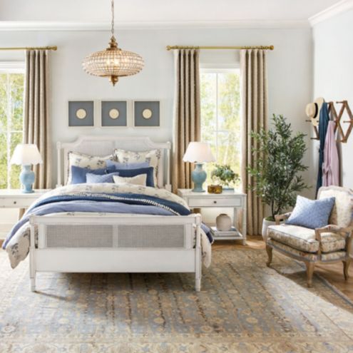 French Knot Drapery Panel with Linen Cotton Blend & Ivory Stitch Details