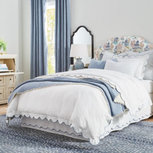 French Knot Drapery Panel with Linen Cotton Blend & Ivory Stitch Details