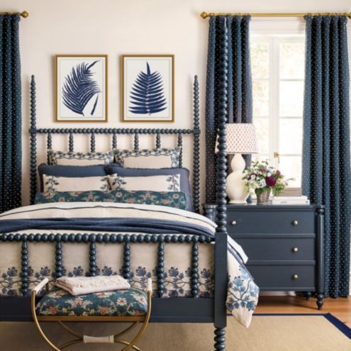 French Knot Drapery Panel with Linen Cotton Blend & Ivory Stitch Details