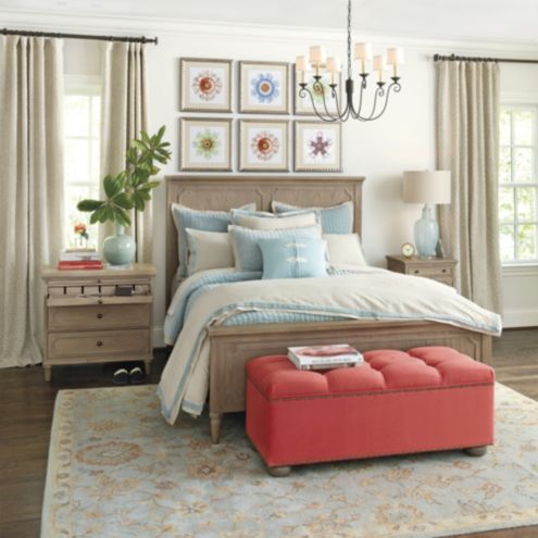 French Knot Drapery Panel with Linen Cotton Blend & Ivory Stitch Details