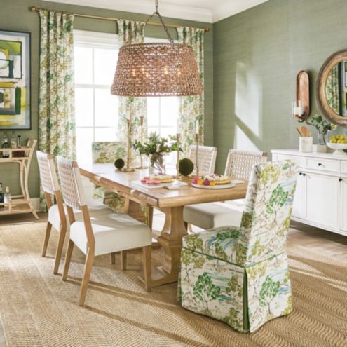 Glenna Toile Drapery Rod Pocket Cotton Chinoiserie Curtain Panel