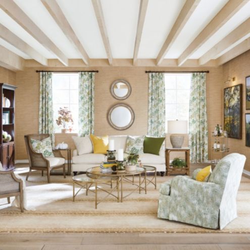 Glenna Toile Drapery Rod Pocket Cotton Chinoiserie Curtain Panel