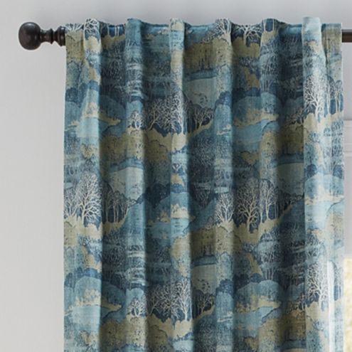 Estelle Drapery Panel with Cotton Linen Blend & Natural Landscape Motif