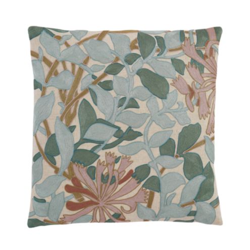 Danica Embroidered Pillow Cover with Natural Linen & Cotton Flax Embroidery