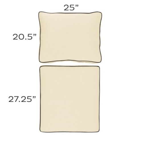 Contrast Welt Seat and Back Cushion Set M - 25 x 47.5 | Ballard Designs