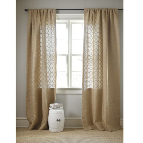 Quatrefoil Embroidered Burlap Panel | Ballard Designs