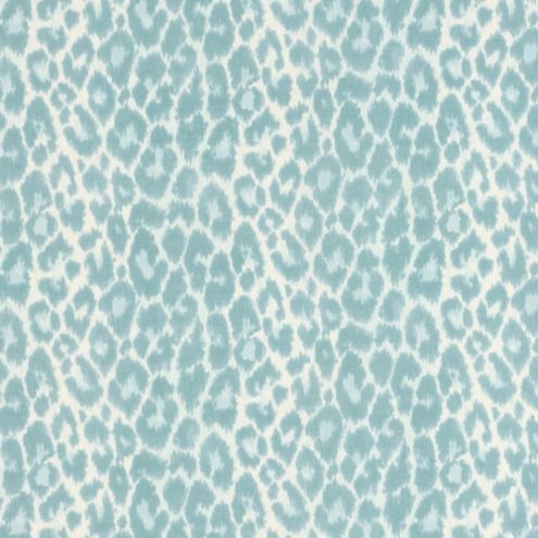 Knox Blue Leopard Print Fabric by the Yard in Linen Cotton Blend