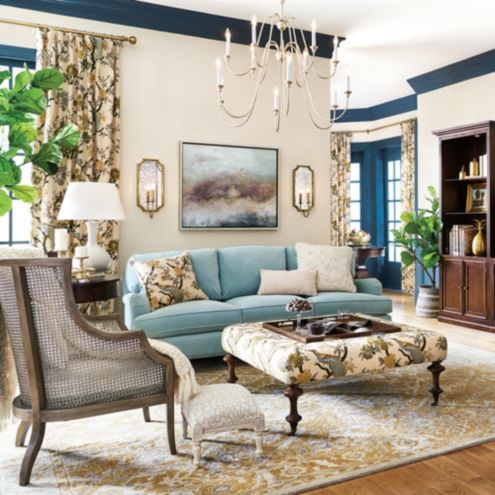 Willa Parchment Linen Fabric with Exotic Birds & Floral Design for ...