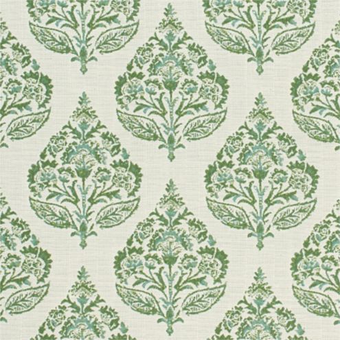 Ramara Green Floral Medallion Sunbrella Fabric with Fade & Stain Resistance