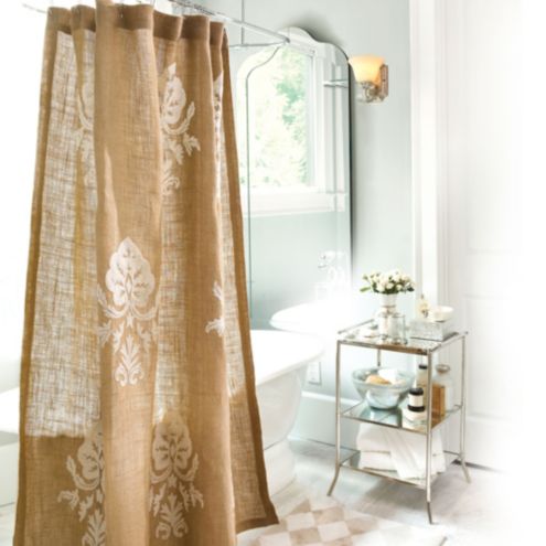 Burlap Crewel Damask Shower Curtain | Ballard Designs
