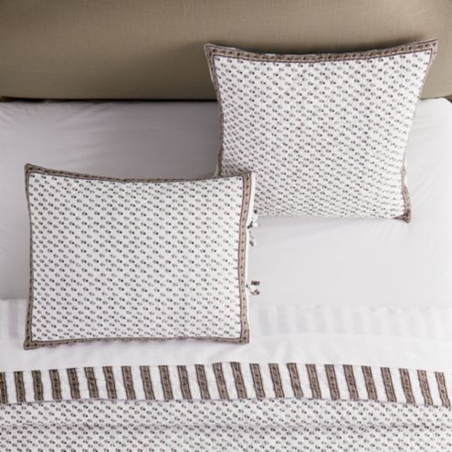 Bea Floral Quilted pillow Sham Block Print Cotton Luxury Hand Stitched ...