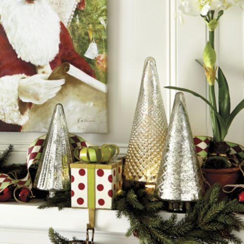 Lit Mercury Glass Trees with LED Lights & Handmade Antique Finish