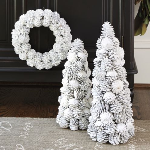 White Flocked Pinecone Accessories | Ballard Designs