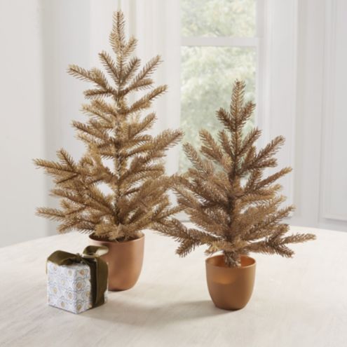 Gold Glitter Tabletop Christmas Tree 18 inch Indoor Holiday Decoration