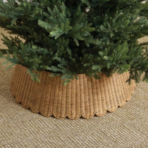 Scalloped Tree Collar Handmade Rattan Wicker & Natural Finish