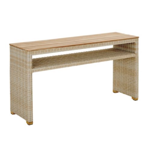 Navio Outdoor Console Table 3 Piece Storage Teak & Resin Wicker
