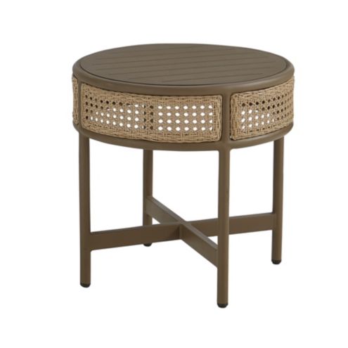 Cape Town Outdoor Side Table with Aluminum & Resin Cane Weave