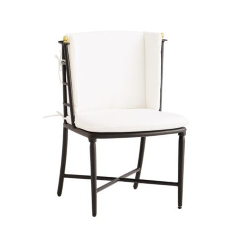 Asher Dining Chairs Set of 2 with Matte Black Finish & White Sunbrella ...