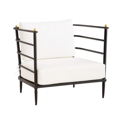 Asher Lounge Chair with Matte Black Frame & White Sunbrella Cushions