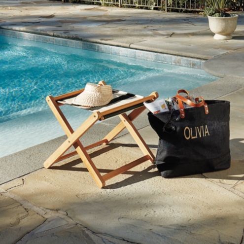 Classic Beach Folding Ottoman with Canopy Sling