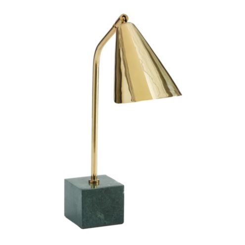 Farrow Task Lamp with Brass & Green Marble