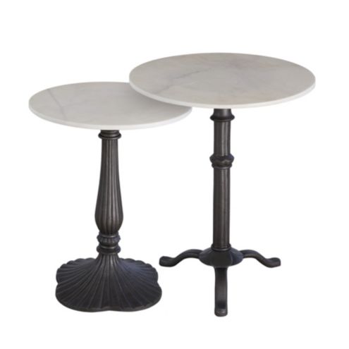Fallon Accent Tables with White Marble Top & Vintage European Design ...