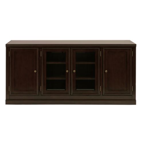 Tuscan Wide Media Console with Beveled Glass Doors & Adjustable Shelves