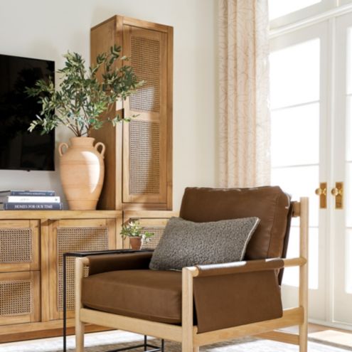 Grove Cabinet & Hutch with Doors and Shelves Rattan