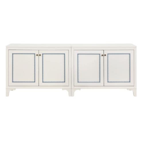 Jennings 2-Piece Media Console with Creamy White Finish & Cornflower ...