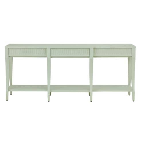 Leo Console Table with Mango Wood & Lacquered Mint Finish