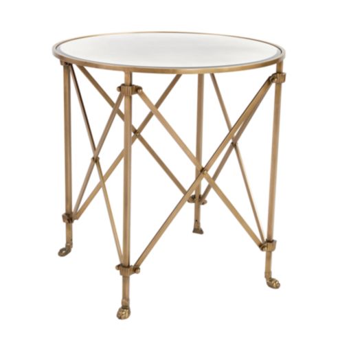 Olivia 30" Round Mirrored Side Table - Oil Rubbed Bronze | Ballard Designs