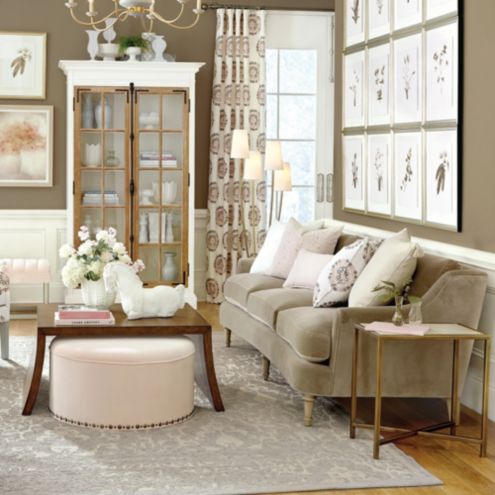 Clare Side Table with Antique Gold Finish & Travertine Marble Top