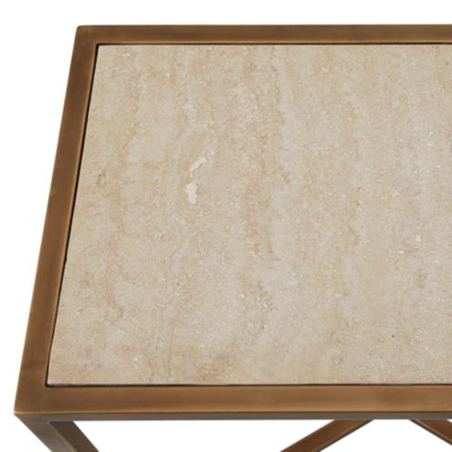 Clare Side Table with Iron & Travertine Marble