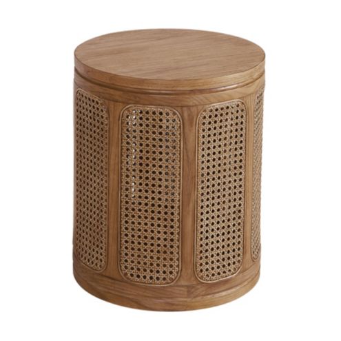 Elly Round Cane Side Table with Storage