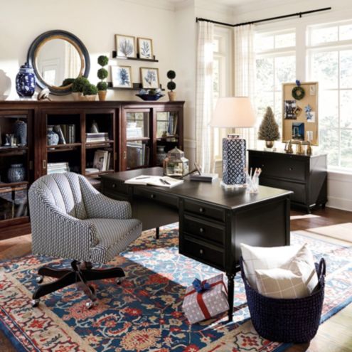 Cortona Library Bookcase with Sliding Mullioned Doors & Adjustable Shelves