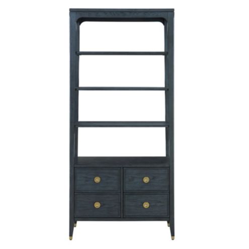 Callista Bookshelf with Adjustable Shelves & Brass Ring Pull Drawers